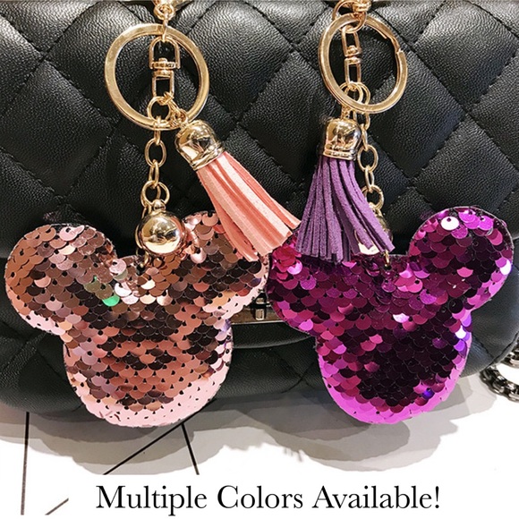 Accessories | Sequined Mickey Mouse Head Keychain With Tassel Charm ...
